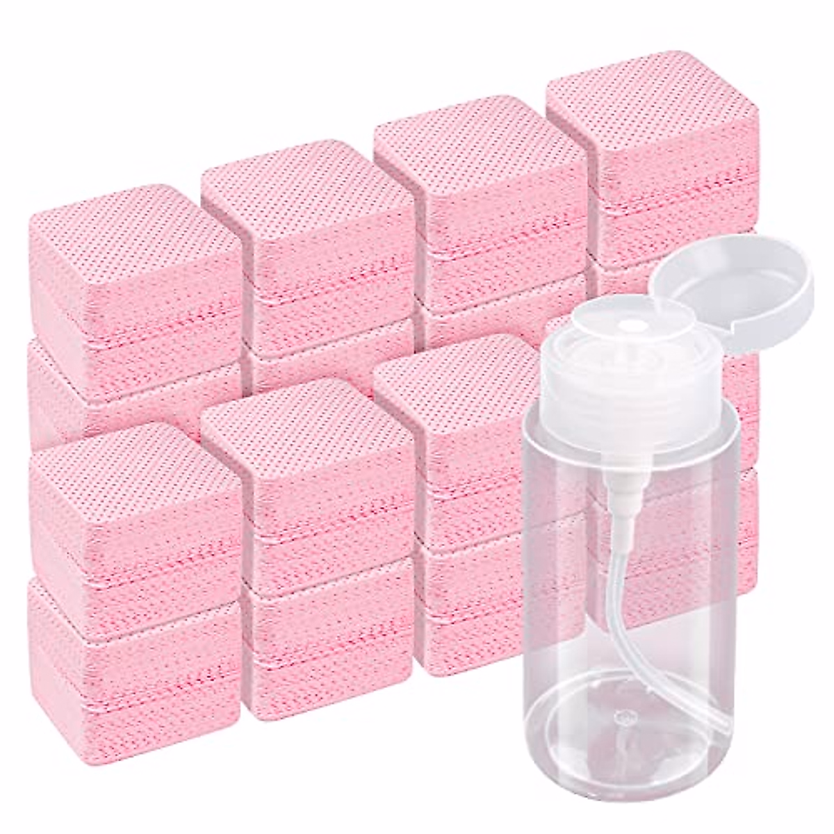 1080 PCS Pink Lint Free Nail Wipes, Eyelash Extension Wipes, Super Absorbent Soft Non-Woven with a Pump Dispenser Bottle Disposable Nail Polish Remover for Polish Clean Acrylic Nails Remover