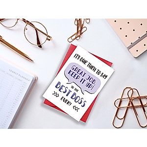 Longkado Funny Thank You Boss Day Card, Best Boss Ever Appreciate Birthday Card for Boss Manager Leader