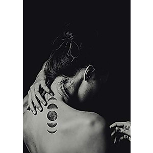 SanerLian Black Geometry Tree Tattoo Sticker Moon Phase Arrow Temporary Fake Tatoo Waterproof Men Women Arm Shoulder Back Body Art 13.8X4cm Set of 12 (SF031)