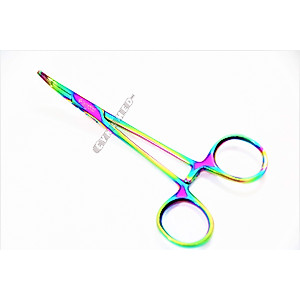 SET OF 2 HEMOSTAT FORCEPS 5" CURVED & STRAIGHT SERRATED PREMIUM GERMAN STAINLESS VETERINARY INSTRUMENT (CYNAMED)