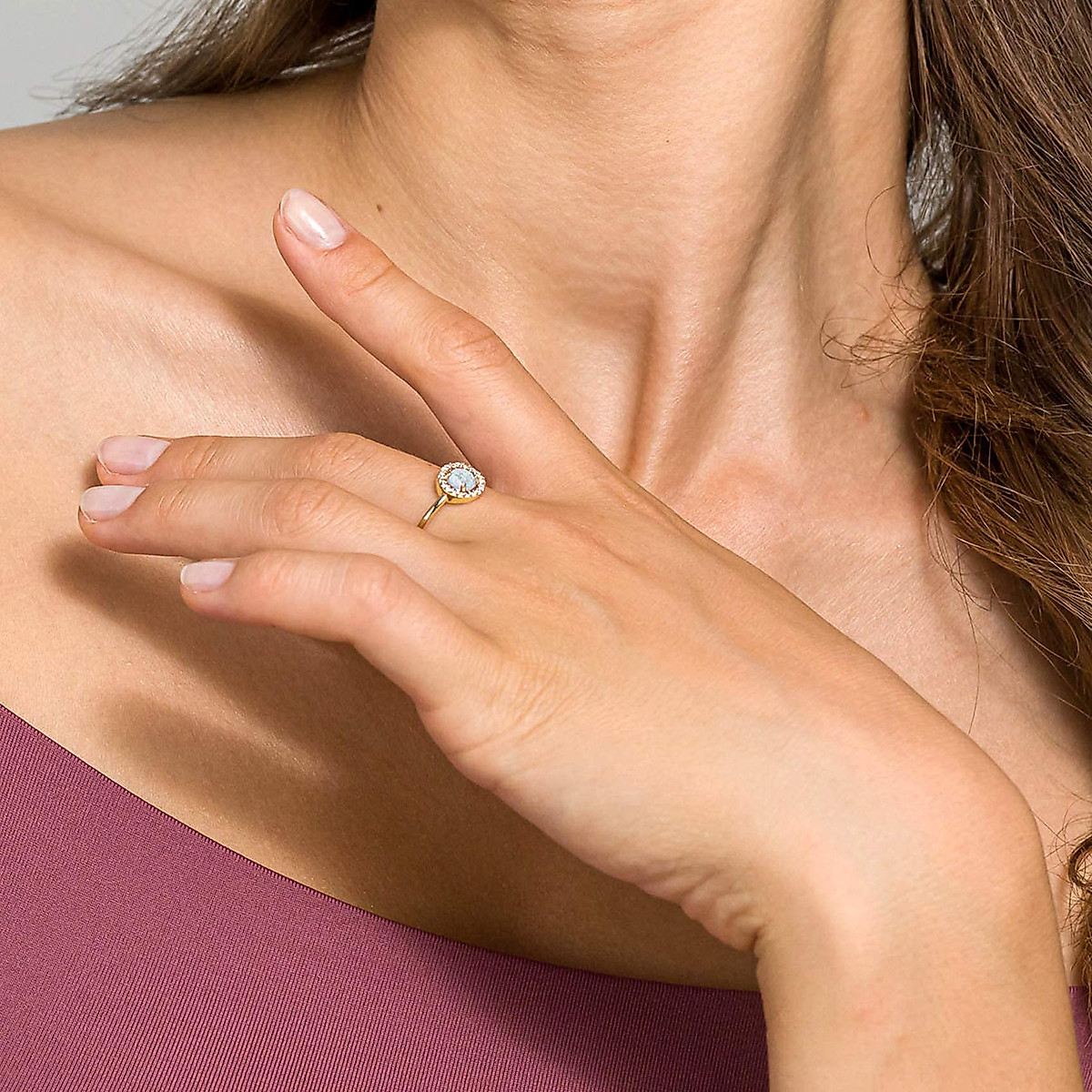 PAVOI 14K Yellow Gold Plated White Opal Ring, Adjustable | Gold Rings for Women