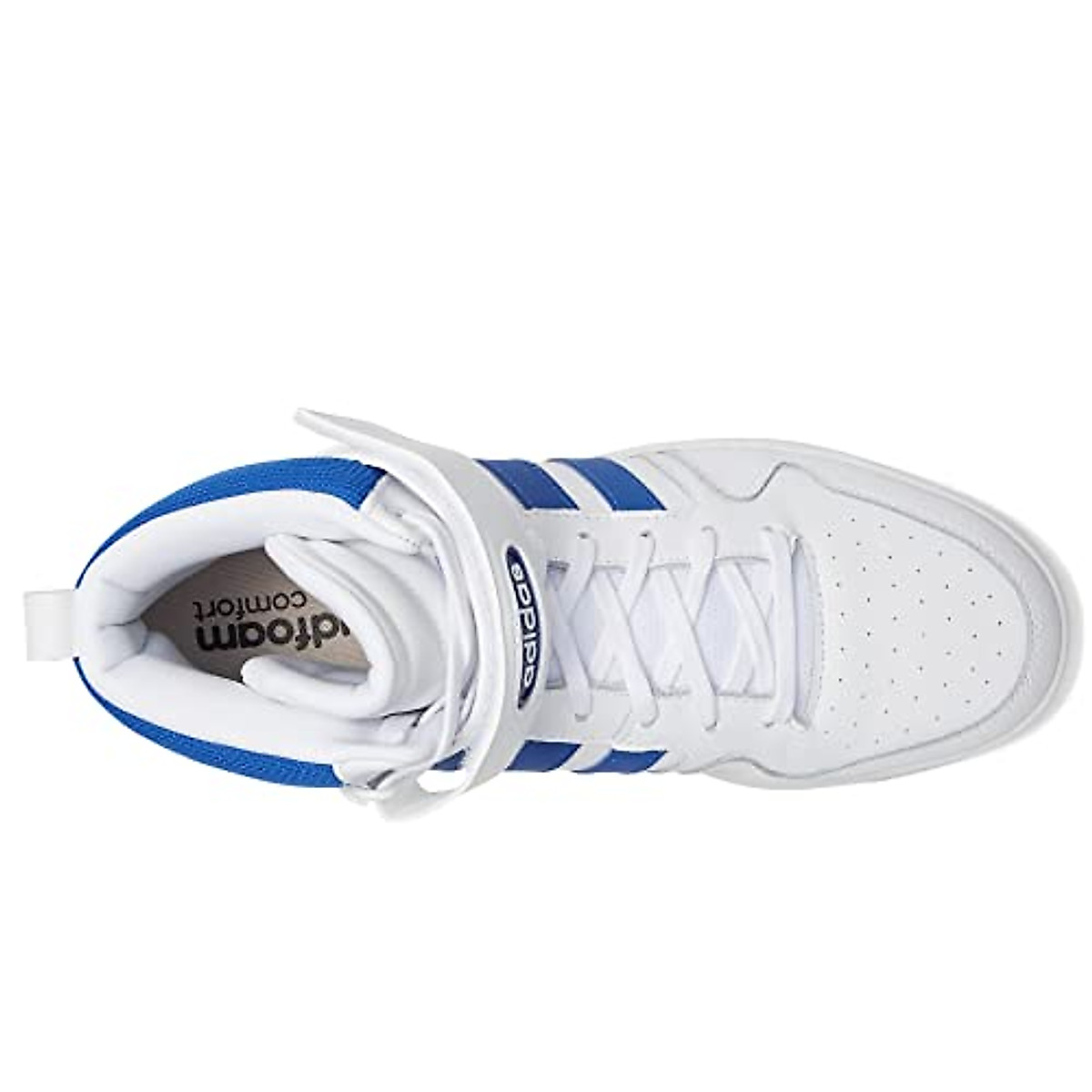 adidas Men's Postmove Mid Basketball Shoe, White/Team Royal Blue/Grey, 9