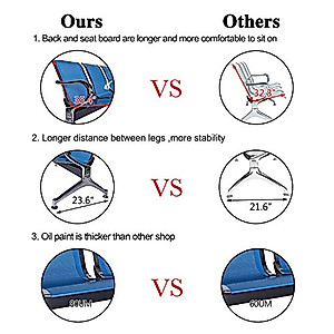Kinsuite 3-Seat Waiting Room Chairs - Airport Reception Chairs Waiting Room Bench Reception Bench Lobby Bench Seating for Office Business Bank Hospital, Blue