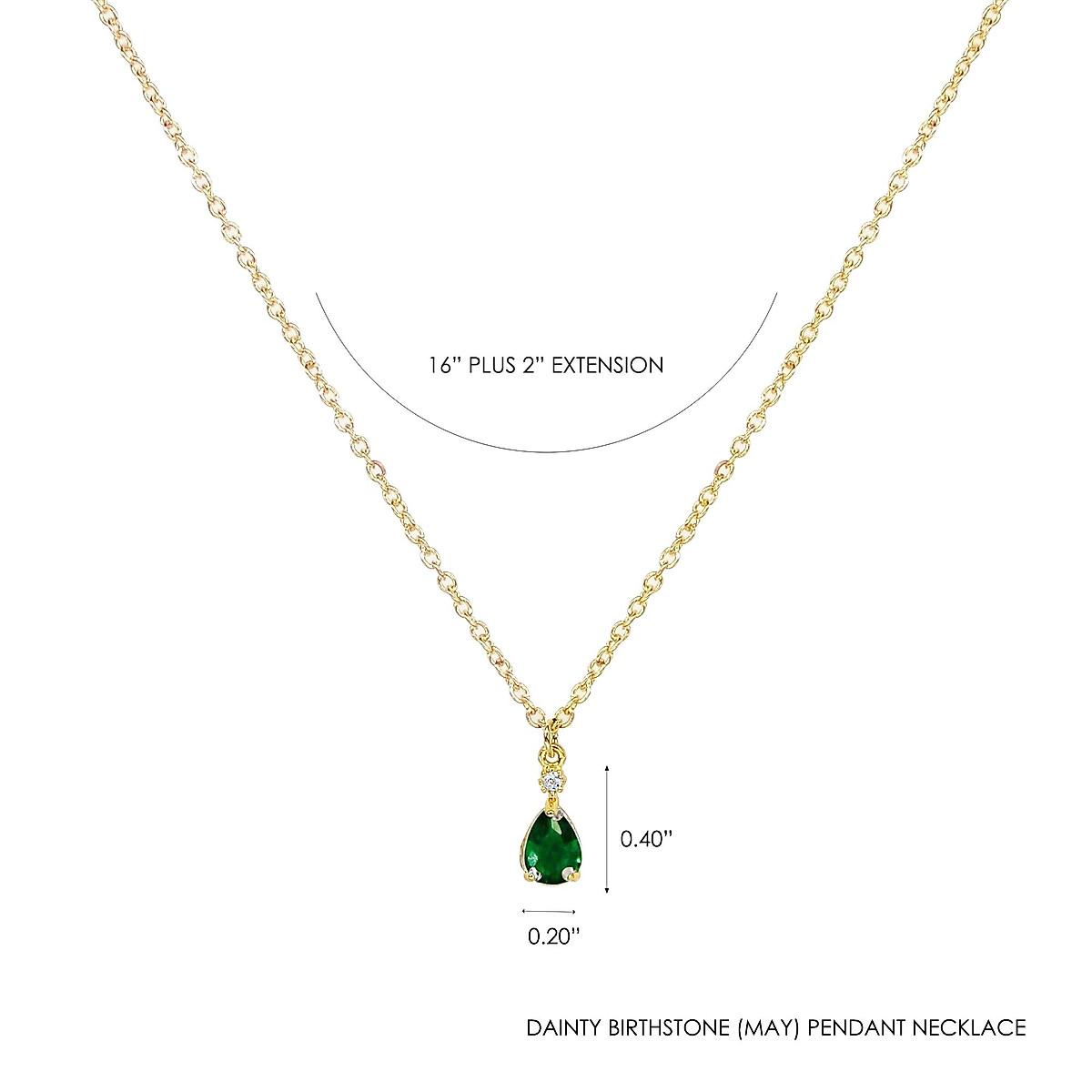 On palette Birthstone Pendant Handmade Gold Plated Necklace Gift Jewelry for Women/Wife, Girlfriend, Sister, Mom, Friend/Anniversary Birthday Gift Ideas (05.May-Emerald)