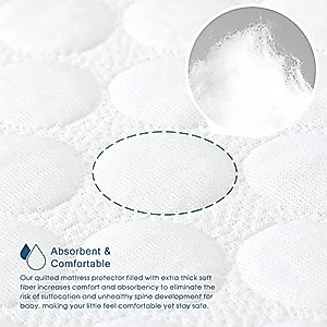 GRSSDER Waterproof Pack and Play Mattress Protector, Extra Soft and Breathable Pack n Play Sheets, Machine Washable Mini Crib Mattress Pad Cover for Size 39" x 27", White Circular Pattern