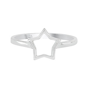TISHAVI Star Shape Sterling Silver Ring, Size 9, 925 Silver Ring