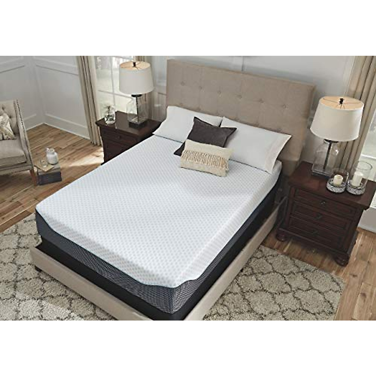 Signature Design by Ashley 14 Inch Elite Plush Mattress, Green Tea & Charcoal Infused Gel Memory Foam, California King