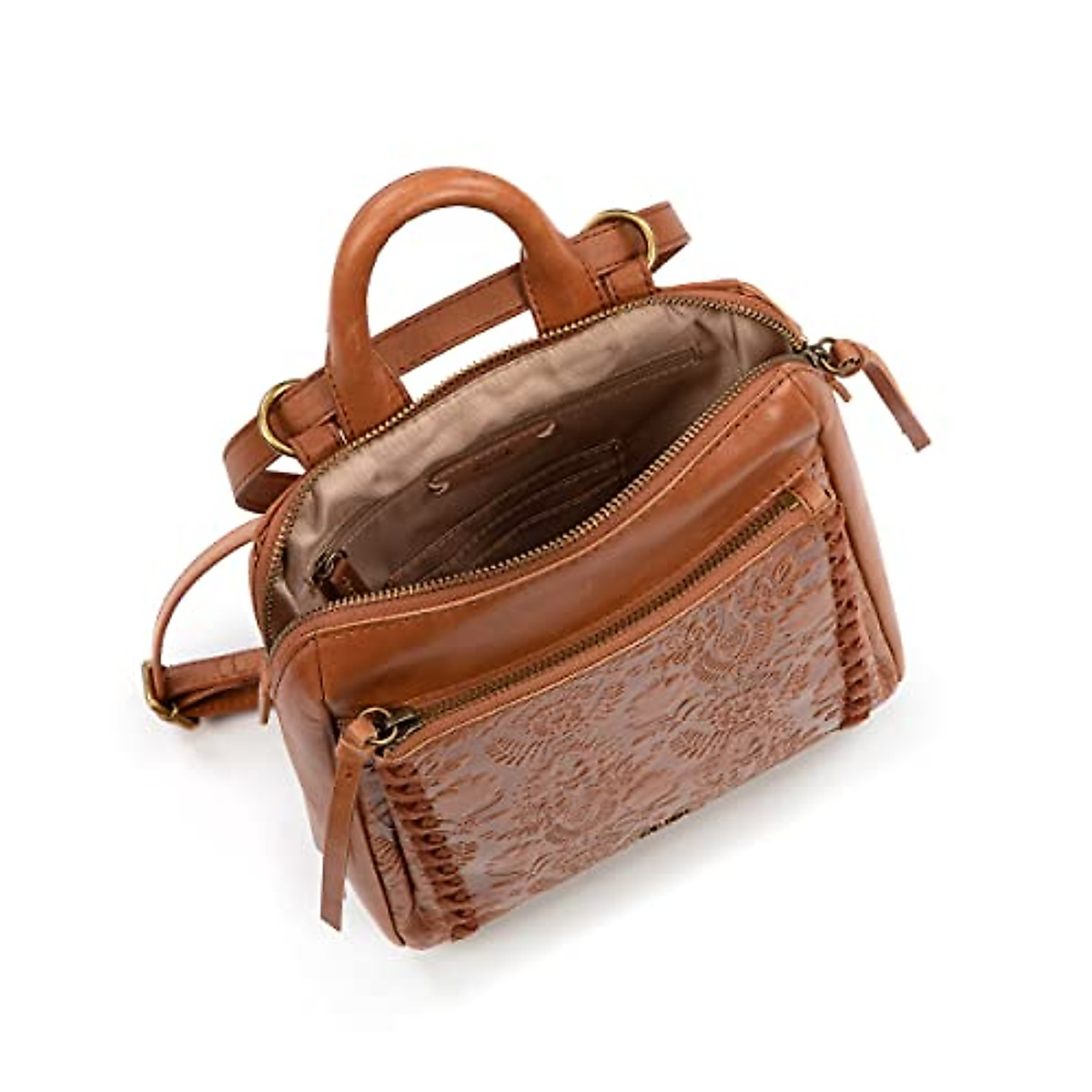 the sak Women's Loyola Mini Convertible Backpack in Leather, Slate Leaf Embossed, One Size