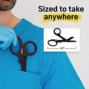 Madison 7.5" Premium Stainless Steel Nurse Scissors with Non-Stick Blades, Fluoride-Coated - 1pk, Black