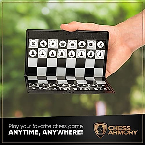 Chess Armory Pocket Chess Set - Portable Mini Chess Set for Adults and Youth - Mini Chess Board to Take Anywhere for an Unforgettable, Mind-Sharpening Chess Game