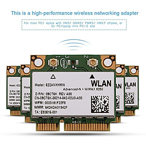 2.4G/ 5G Dual Band Wireless, 300Mbps AC 802.11 A/B/H/G/N Half Height Mini PCI-E WiFi Network Card for Intel 6250 WiMax Compatible with DELL/Asus/Toshiba/Acer