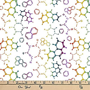 DAVID TEXTILES Chemistry Science Cotton Fabric by The Yard,Multi,45 Inches