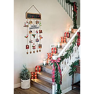 Bikoney Picture Frames Collage Photo Hanging Display Picture Board Wood Rustic Frames for Wall Decor and Dorm Room Decor with Blackboard and 30 Clips Carbonized Black