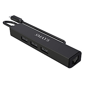 USB Ethernet Adapter Replacement for Roku Express 4K+ 2021 and TV stick Streaming Media Player - with Micro USB OTG Hub