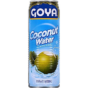 Goya Foods Coconut Water With Pulp, Real Coconut Pieces, 17.6 Fl Oz, Pack of 24, (33939)