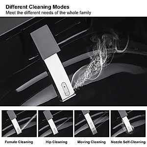 KunMai Smart Toilet with Bidet Built in,Auto Open/Close,Heated Seat, Automatic Flush Bidet Toilet,Night Light, One-Piece Black Toilet for Bathroom