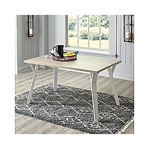 Signature Design by Ashley Grannen Modern Rectangular Dining Room Table, White & Natural Wood