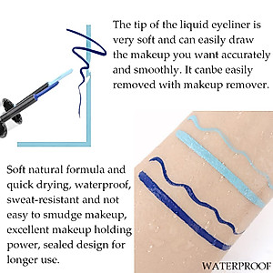 evpct 2Pcs Light Baby Bright Royal Sky Navy Cobalt Blue Liquid Eyeliner Set Waterproof Blue Liquid Eye Liners Pencils Waterproof Smudge proof Stamps Eyeliner delineador de ojos contra el agua 03&12