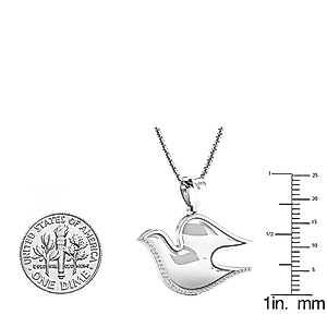 Dazzlingrock Collection 0.11 Carat (ctw) Round White Diamond Ladies Dove Pendant (Silver Chain Included), Sterling Silver