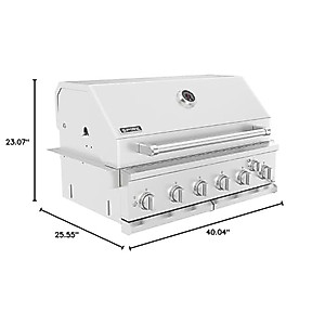 Spire Premium Grill Built-in Head, 6-Burner with Rear Burner Propane Grill, Convertible to Natural Gas, 36 inches Built-In Island Grill Head, Stainless Steel, BBQ Grill Island
