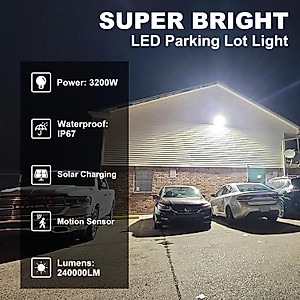 IOBZSM 3-Pack Solar Street Light - 3200W Outdoor Parking Lot Lights, 240000 Lumens, Dusk to Dawn Motion Sensor, IP67 Waterproof, Solar Street Light Outdoor,Commercial Grade