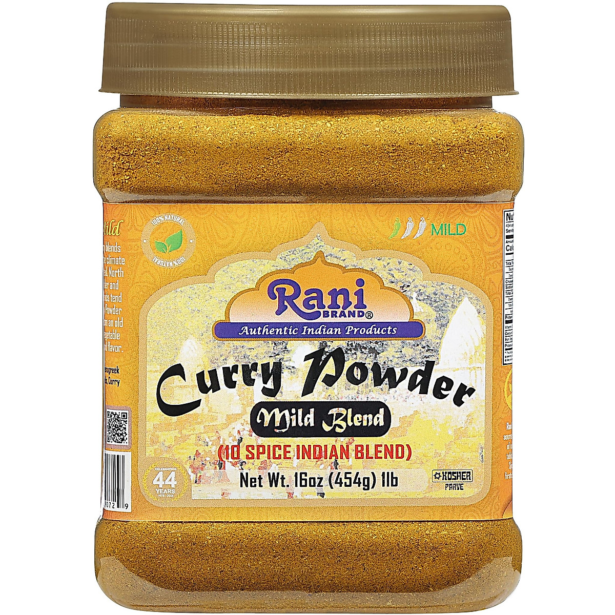 Rani Curry Powder Mild (10-Spice Authentic Indian Blend) 1lb (454g) PET Jar ~ All Natural | Salt-Free | NO Chili or Peppers | Vegan | No Colors | Gluten Friendly | NON-GMO | Kosher | Indian Origin