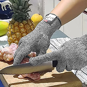 DEYAN Cut Resistant Gloves - 2 Pairs Food Grade Safety Cutting Gloves, Level 5 Protection, Used for Meat Cutting, Oyster Shucking, Wood Carving, Gardening (Large)