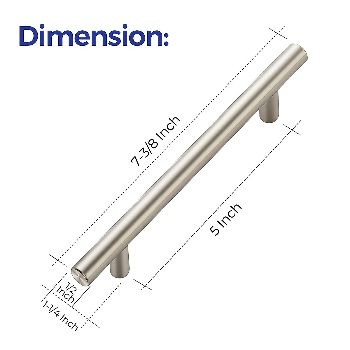 30 Pack 7.38 inch Cabinet Pulls Brushed Nickel Stainless Steel Kitchen Cupboard Handles Cabinet Handles, 5 inch Hole Center