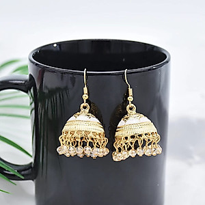 6 Pairs Indian Jhumka Jhumki Ethnic Dangle Earring Sets for Women Vintage Silver Gold Long Tassel Bell Drop Earrings Boho Jewelry (C)