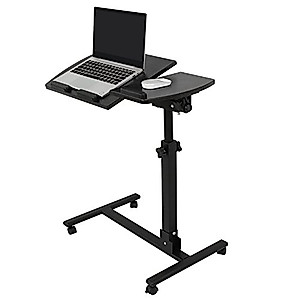 SUPER DEAL Angle & Height Adjustable Rolling Table Desk Laptop Notebook Stand Tiltable Tabletop Desk Sofa/Bed Side Table Hospital Table Stand W/Lockable Casters