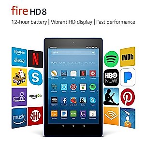 Fire HD 8 Tablet with Alexa, 8" HD Display, 16 GB, Marine Blue - with Special Offers (Previous Generation – 7th)
