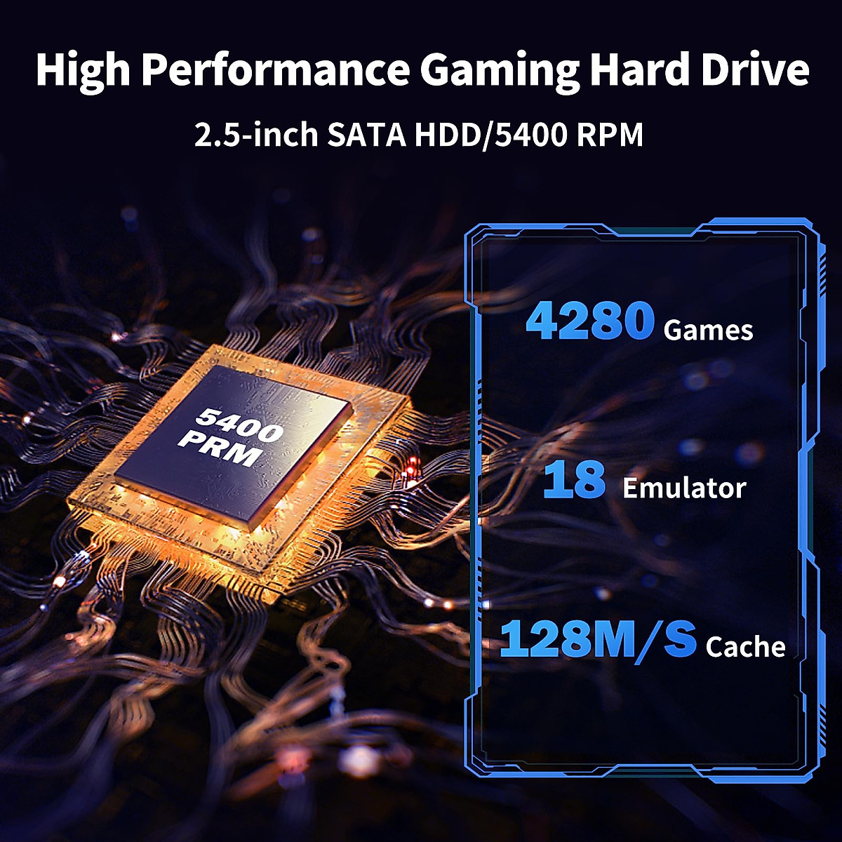 2T Retro Gaming Console HDD, Emulator Hard Drive, Emulator Console with Built-in 4280 Retro Play Games, 18 Emulator, Plug & Play Video Game Consoles for Win 8.1/10/11, Support for Adding Games