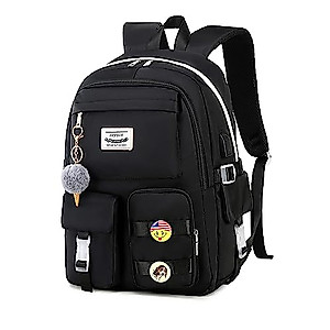 Jaygulf Waterproof Women Laptop Backpack Set Casual Girls Daypack Set Black