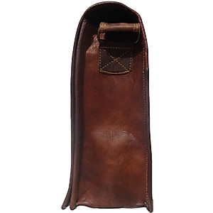 Madosh Leather Messenger Bag for Men Brown Handmade Shoulder Bag Travel Work Business Crossbody Bag