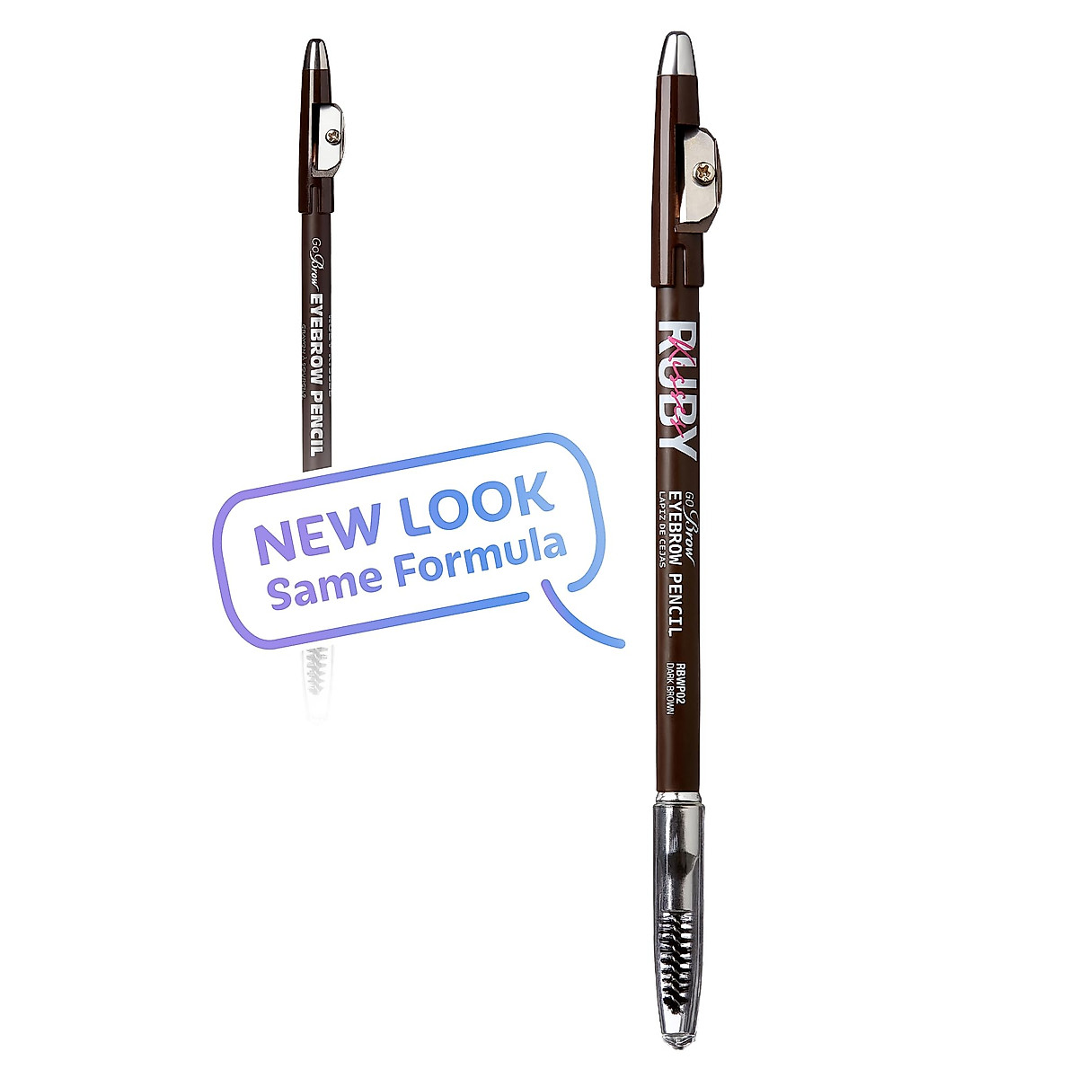 Ruby Kisses GoBrow Eyebrow Pencil, Sharpenable, Longwear, Long Lasting Eyebrow Wooden Pencil for Natural-Looking Brows (Dark Brown)