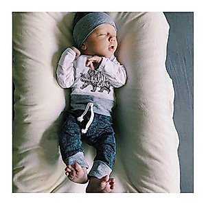 Newborn Baby Boy Clothes Baby Bear Letter Print Romper+Long Pants+Hat 3PCS Outfits Set White