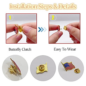 TANG SONG 50PCS American Flag Lapel Pins - Solid Metal USA Flag Lapel Pins Badge Pins brooch For Suit Jacket