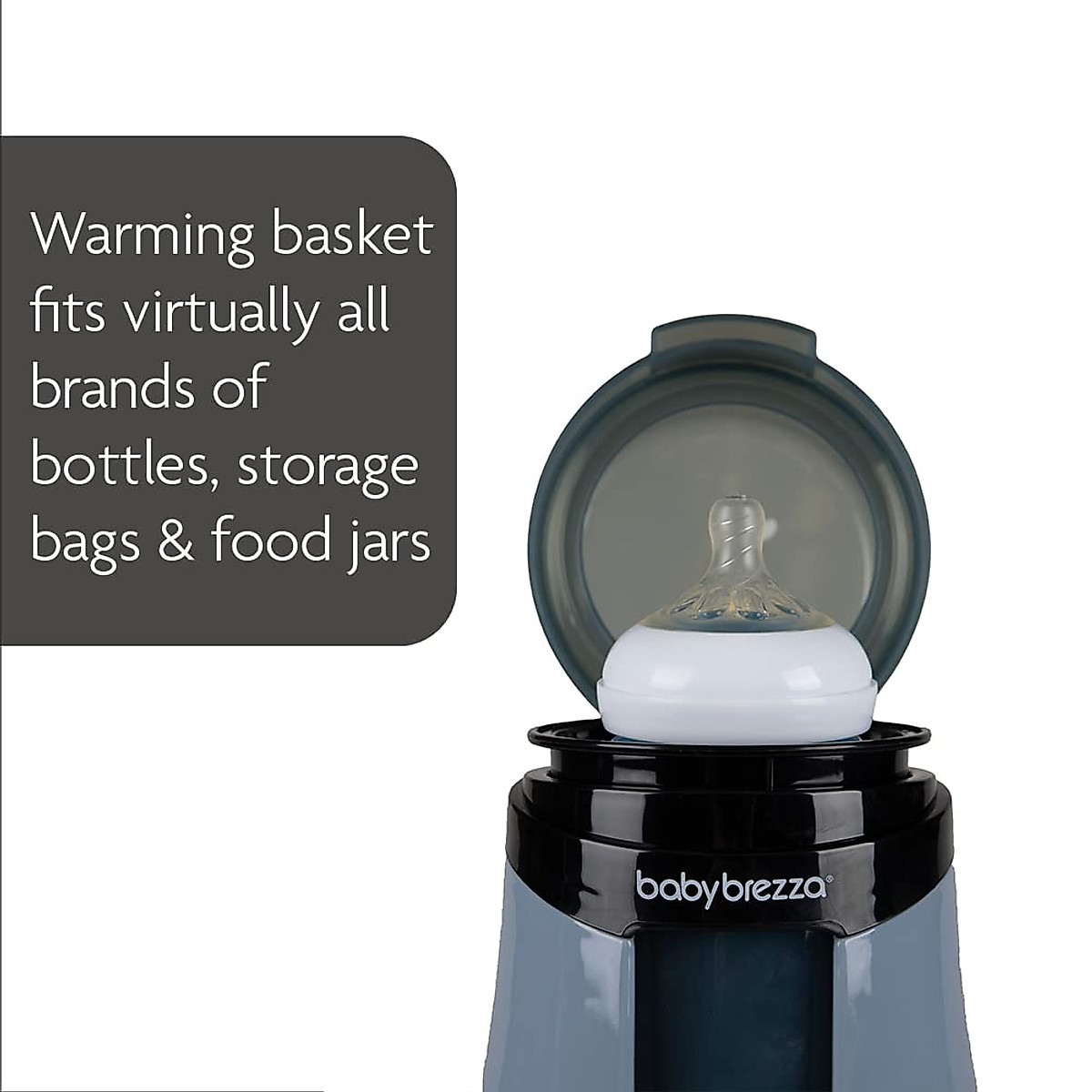 Baby Brezza Safe & Smart Electric Baby Bottle Warmer, Breastmilk Warmer + Baby Food Warmer + Defroster - Universal Warmer Fits All Feeding Bottles: Glass + Plastic – Wireless Bluetooth Control, Slate