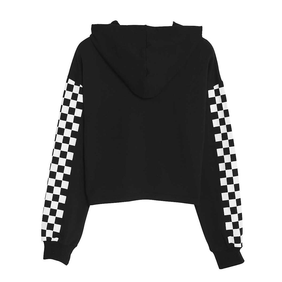 Zaprada Women's Cute Black Cropped Hoodie Sweatshirt Pullover Long Sleeve Print Casual Crop Tops Sweatshirt for Teen Girls Black Small