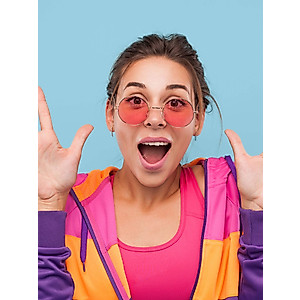 Blulu 20 Pairs Round Hippies Sunglasses John 60's Style Circle Colored Glasses