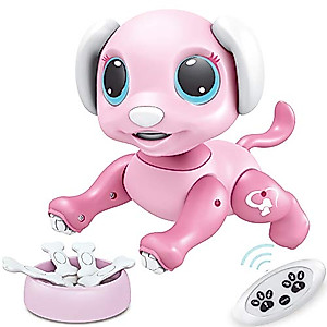 BIRANCO. Remote Control Dog Gesture Sensing - Smart Puppy Pink Toy Robot Pet Walks Barks Interactive with Toddler, STEM Play, Best Christmas Holiday Birthday Gifts for 3 4 5 6 7 8 Years Old Girl from