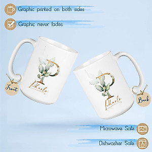 SANTANNA Personalized Name Coffee Mug With Custom Letter Alphabet Initial (Botanica and Gold Herbs)