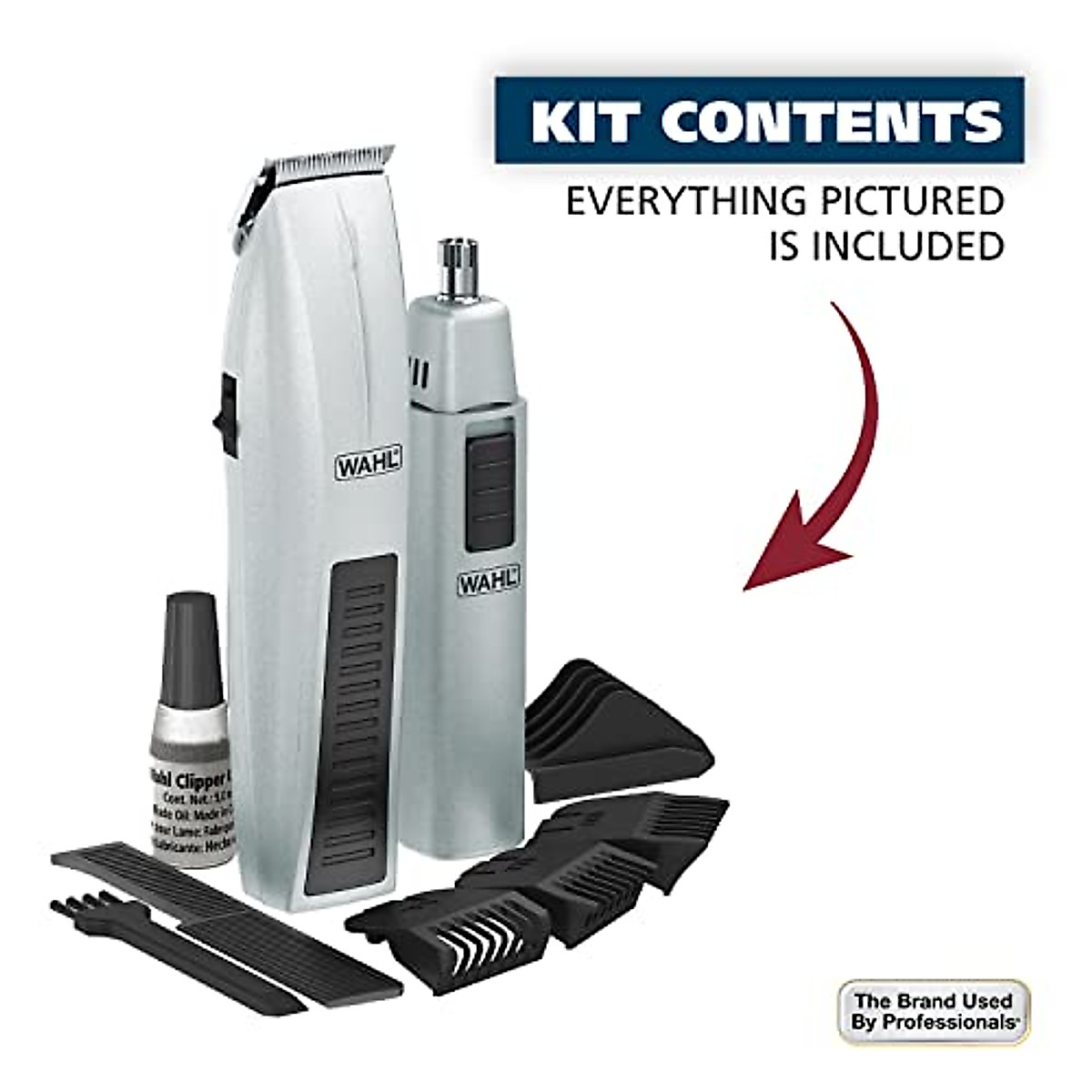 Wahl Mustache and Beard Battery Operated Beard Trimming kit for Mustaches, Beard, Neckline, Light Detailing and Grooming with Bonus Nose & Ear Trimmer – Model 5537-420