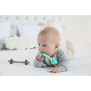 Giftty Teething Tube with Safety Shield Baby Hollow Teether Sensory Toys Gum Massager, Food-Grade Silicone for Infant 3-12 Months Boys Girls, 1 Pair with 4 Cleaning Brush Included (Cyan+Orchid)