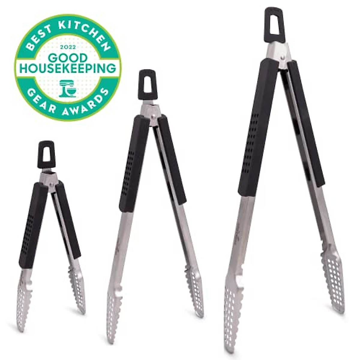 Dropkick Your Old Tongs, GRILLHOGS 16-Inch Barbecue Tongs Are the Only Equipment That Can Handle Your Massive Meat, Stainless Steel + Soft Grip BBQ Tongs, Premium Grill Tongs