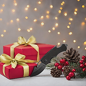 FLISSA Mini Folding Pocket Knife, 2.5-Inch Stainless Steel Drop Point Blade, EDC Pocket Knives for Men with Bottle Opener and Glass Breaker (Black)