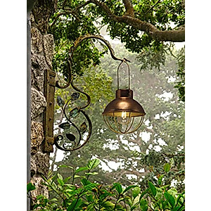 YAKii 8 Pack Solar Lantern Hanging Waterproof Outdoor Metal Solar Lamp with Warm White Light Decorate for Yard Garden Pathway Patio Porch Decor (Gold)