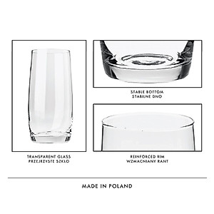Krosno Long Drink Water Juice Drinking Highball Glasses | Set of 6 | 11.8 oz | Blended Collection | Perfect for Home Restaurants and Parties | Dishwasher Safe | Gift Idea | Made in Europe