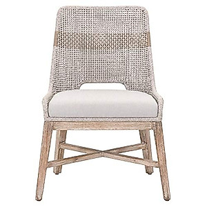 MAKLAINE Rope Dining Side Chair in Taupe and White (Set of 2)