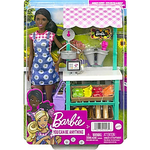 Barbie Careers Doll & Playset, Farmers Market Theme with Brunette Fashion Doll, Furniture & Accessories